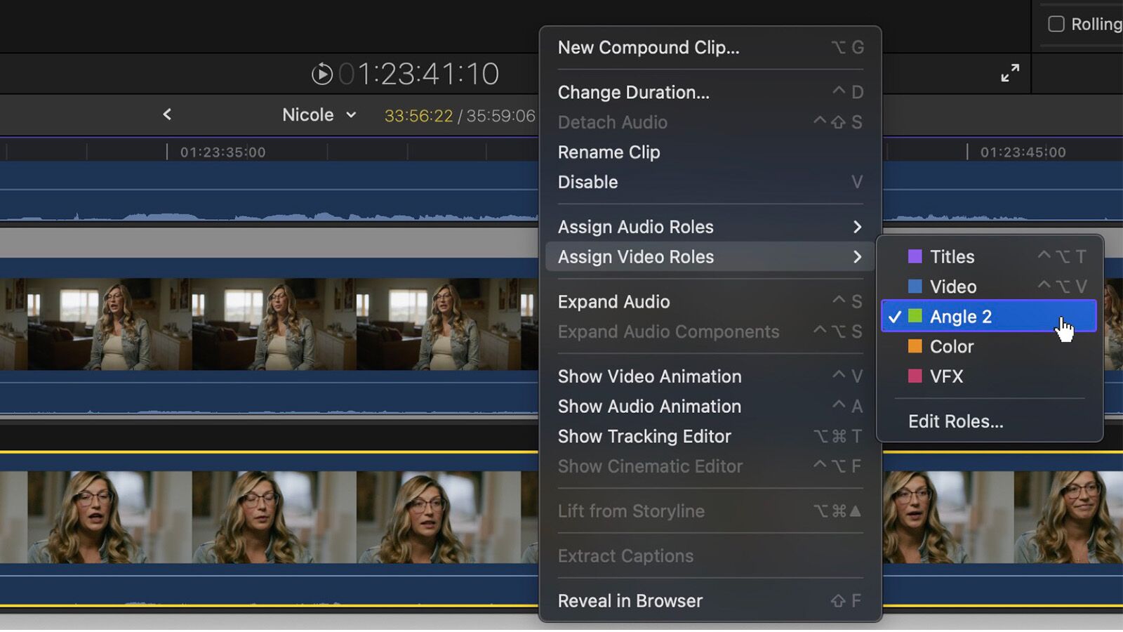 How to use FCPX custom roles to organize a multicam sequence.