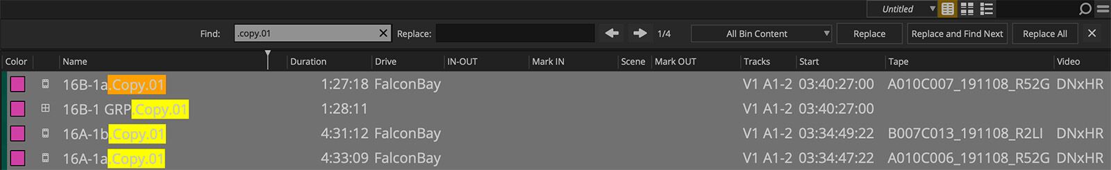 How to batch rename files inside an Avid Media Composer bin.